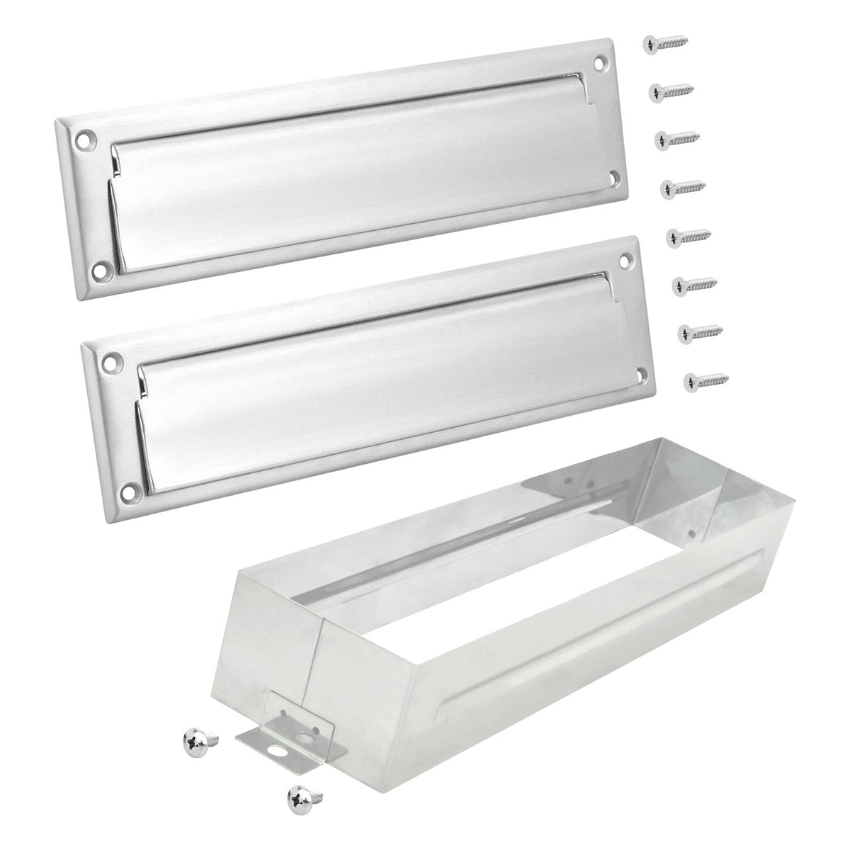 Nuk3y Solid Brass Mail Slot with Double Flap and Sleeve 13" x 3.625"